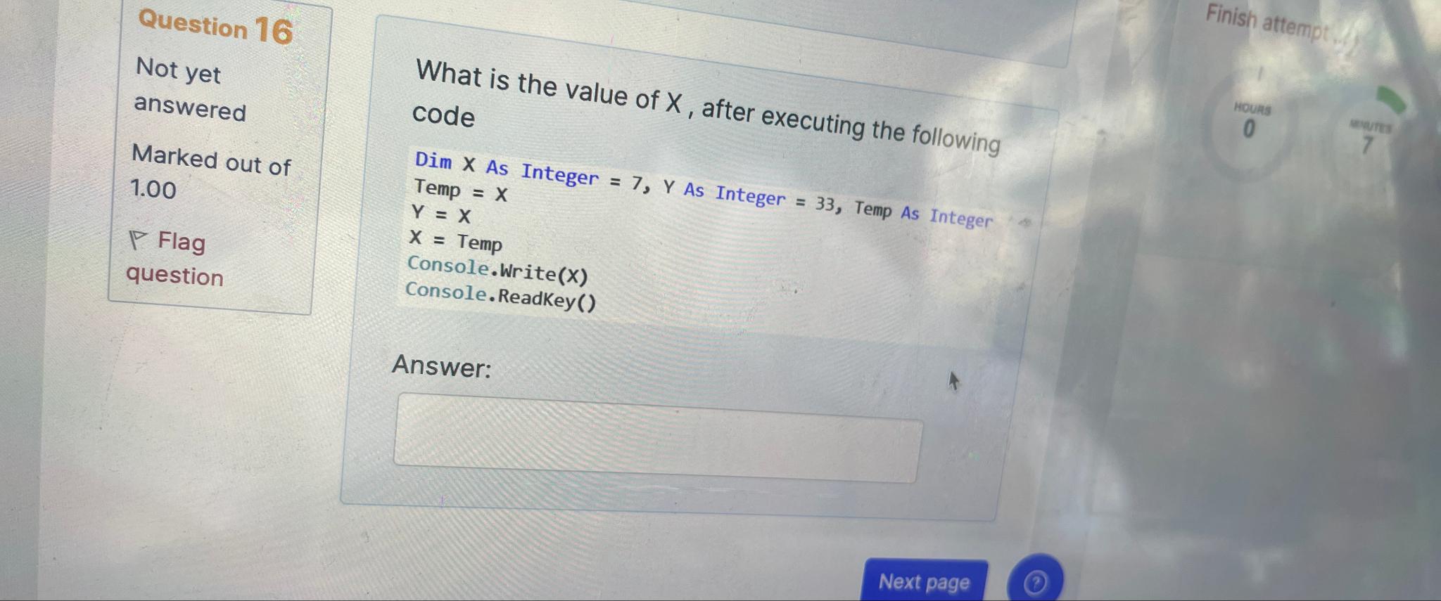Solved Question 16Not yet answeredMarked out of1.001 ﻿Flag | Chegg.com
