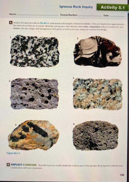 Solved Igneous Rock Inquiry Activity 5.1 Name: | Chegg.com