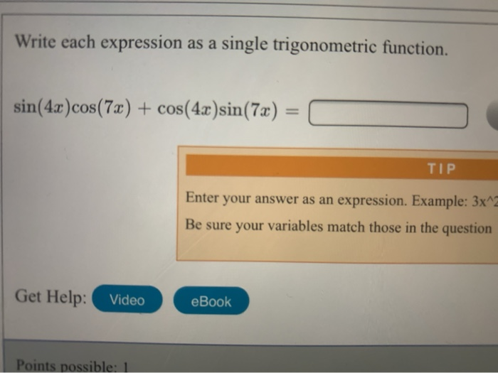 Solved Write each expression as a single trigonometric | Chegg.com