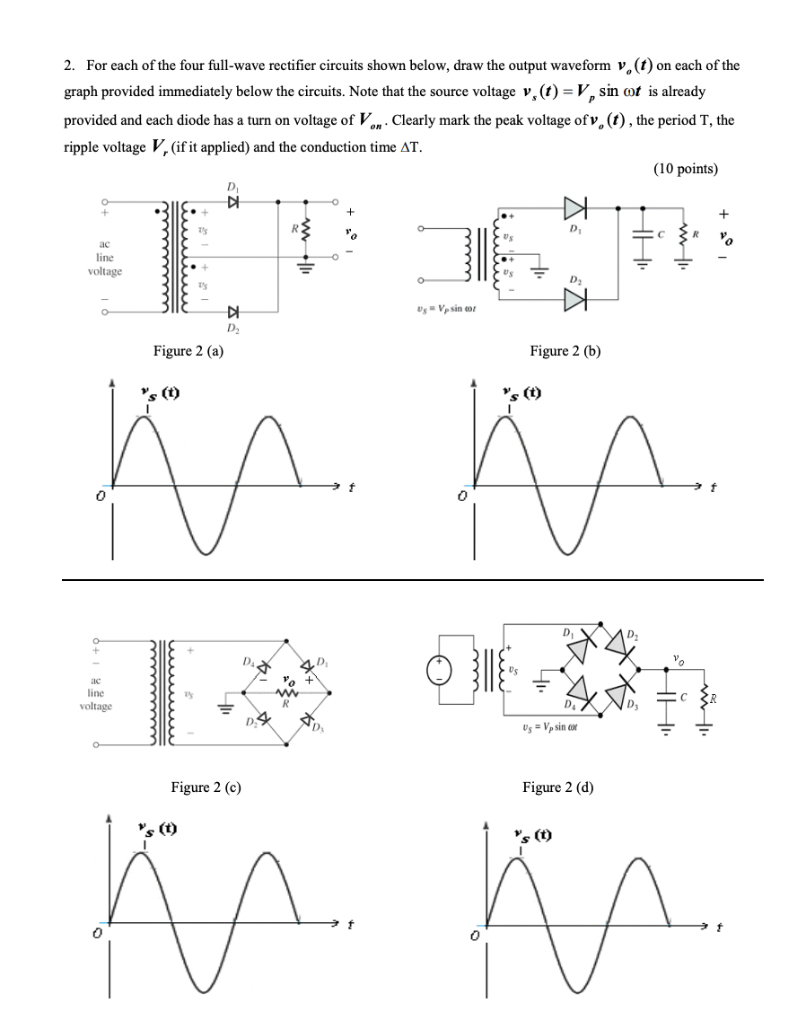 For each of the four full-wave rectifier circuits | Chegg.com