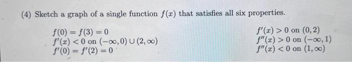 Solved (4) Sketch a graph of a single function f(x) that | Chegg.com