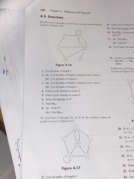 Solved 140 Chapter 4 Relations and Digraphs 4.3 Exercises | Chegg.com
