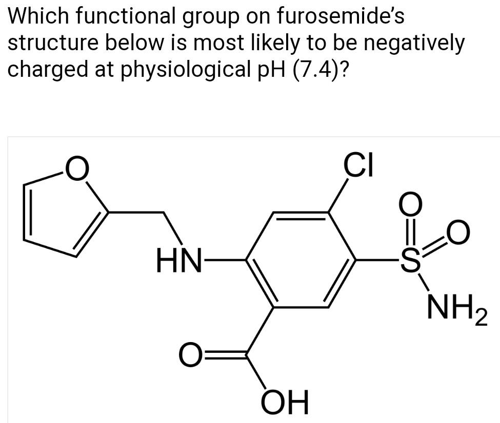 Solved Which functional group on furosemide's structure | Chegg.com