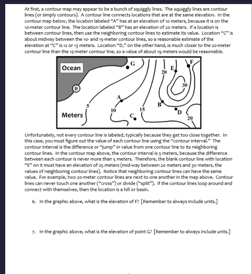 Solved At first, a contour map may appear to be a bunch of | Chegg.com