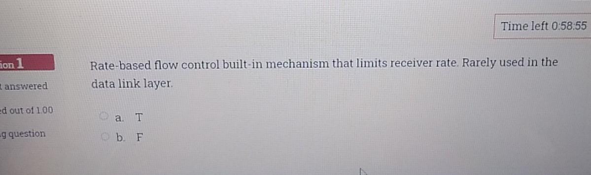 Solved Time left 0:58:55 on 1 Rate-based flow control | Chegg.com