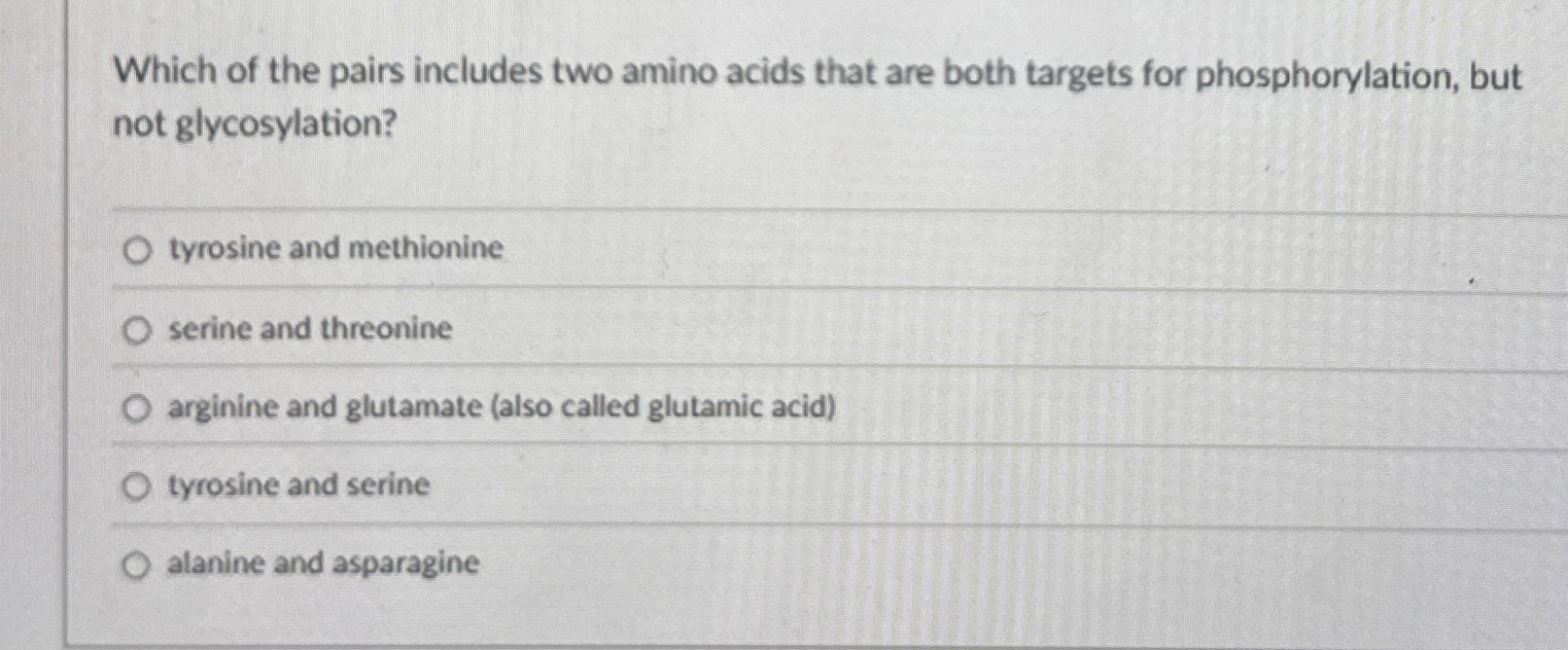Solved Which of the pairs includes two amino acids that are | Chegg.com