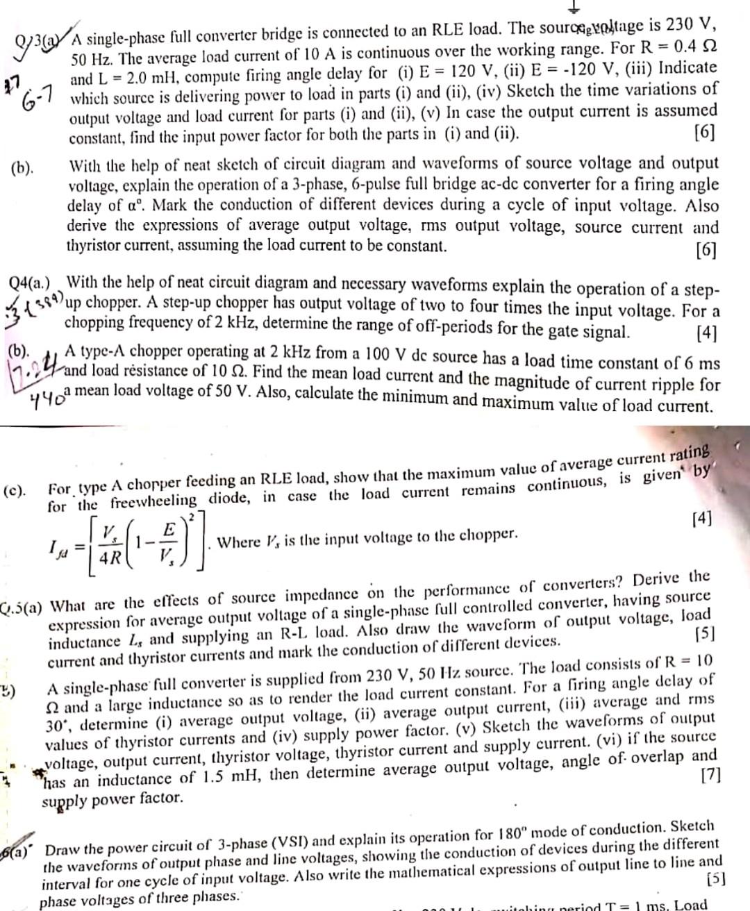 Solved Q)3(a) A single-phase full converter bridge is | Chegg.com