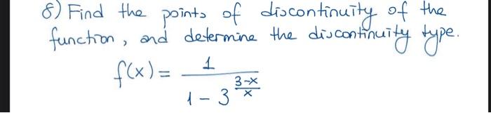 Solved 8) Find the points of discontinuity of the function, | Chegg.com