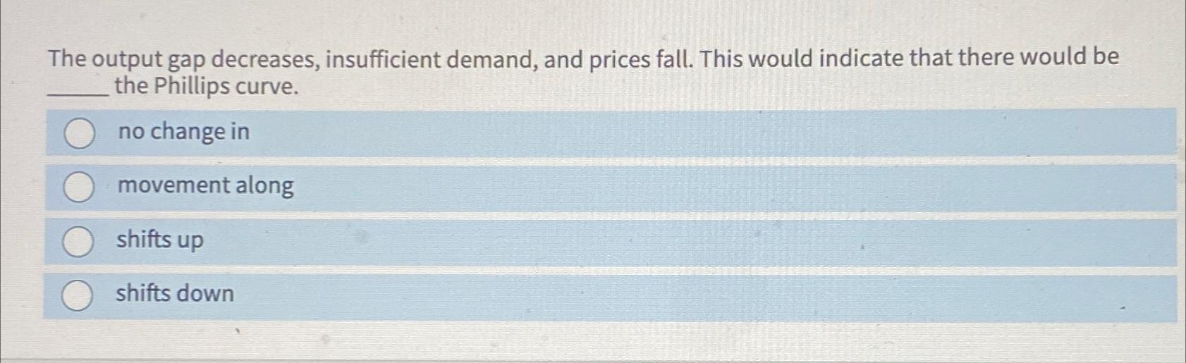 Solved The output gap decreases, insufficient demand, and | Chegg.com