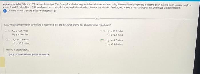 Solved A data sot includes data from 500 random toenadoes. | Chegg.com