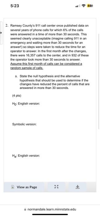 Solved 2. Ramsey County's 911 call center once published | Chegg.com