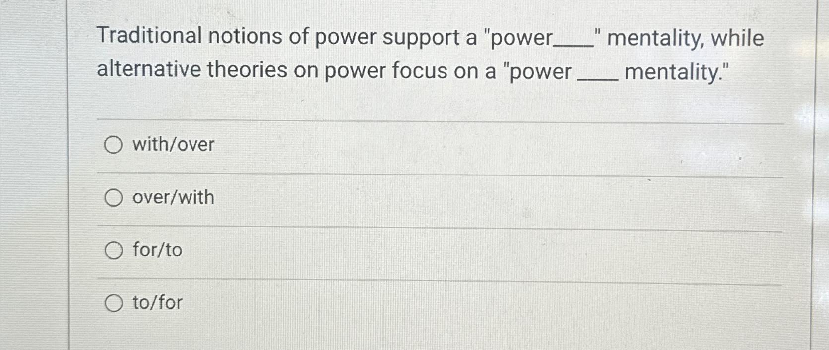 Solved Traditional notions of power support a "power " | Chegg.com
