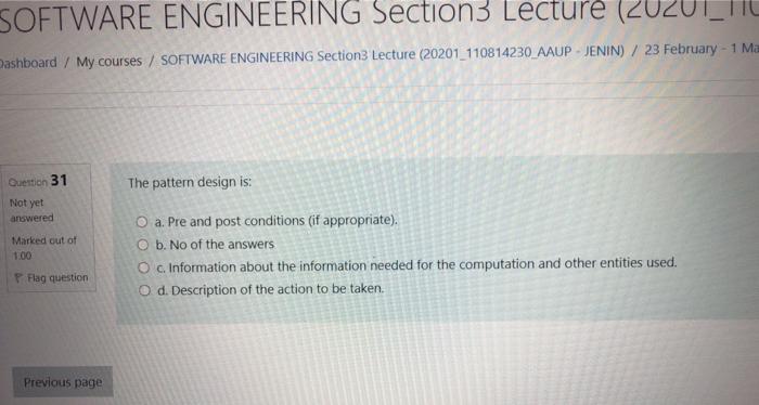 Solved SOFTWARE ENGINEERING Sections Lecture (202UILTIL | Chegg.com