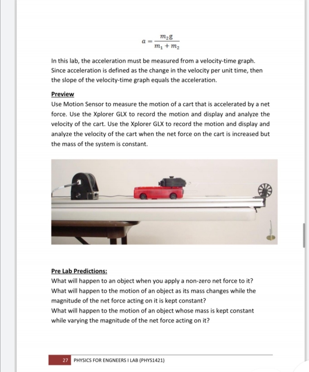 Solved a=m2(g)m1+m2In this lab, the acceleration must be | Chegg.com