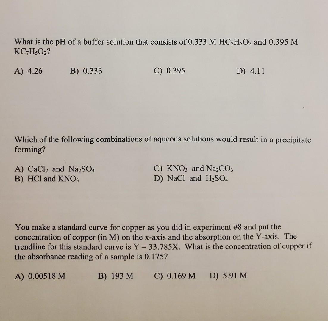 Solved What is the pH of a buffer solution that consists of | Chegg.com