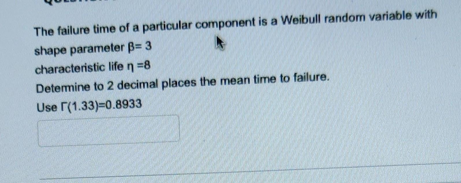 Solved A component has reliability function R(t), which has | Chegg.com