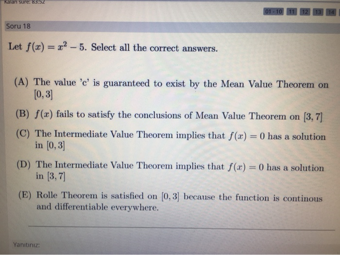 Solved Kalan sure: 83:52 01 - 10 11 12 13 14 Soru 18 Let | Chegg.com Solved Kalan sure: 83:52 01 - 10 11 12 13 14 Soru 18 Let | Chegg.com