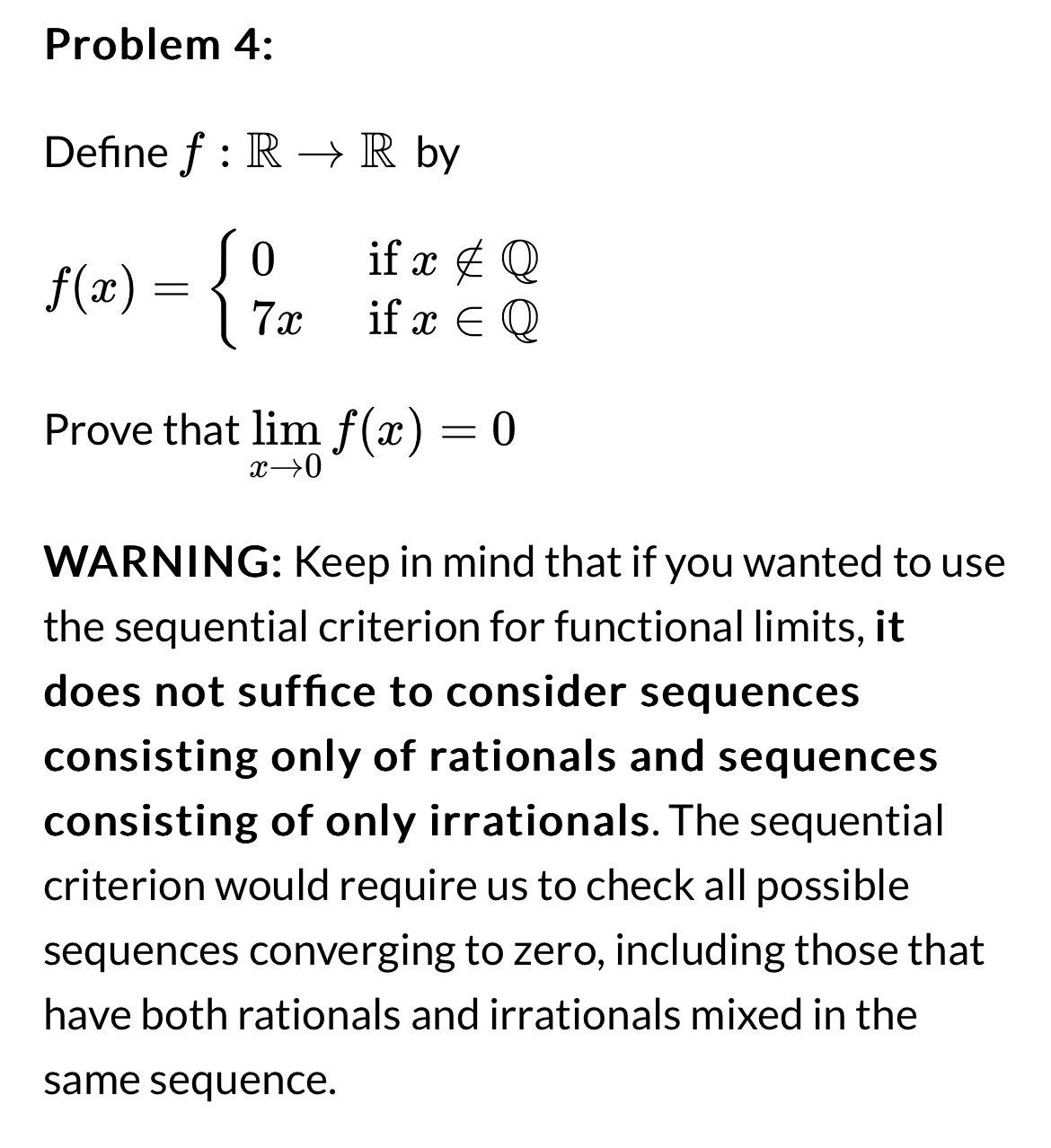 Solved Problem 4:Define f:R→R | Chegg.com