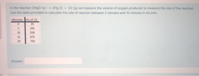 Solved In the reaction 2HgO (s) --> 2Hg (0) + 02 (g) we | Chegg.com