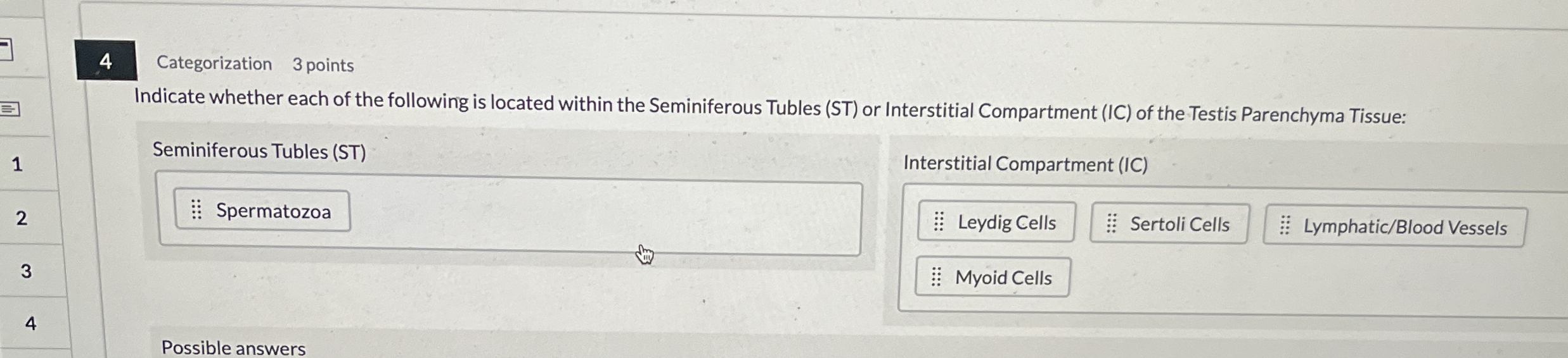 Solved 4 ﻿Categorization 3 ﻿pointsIndicate whether each of | Chegg.com
