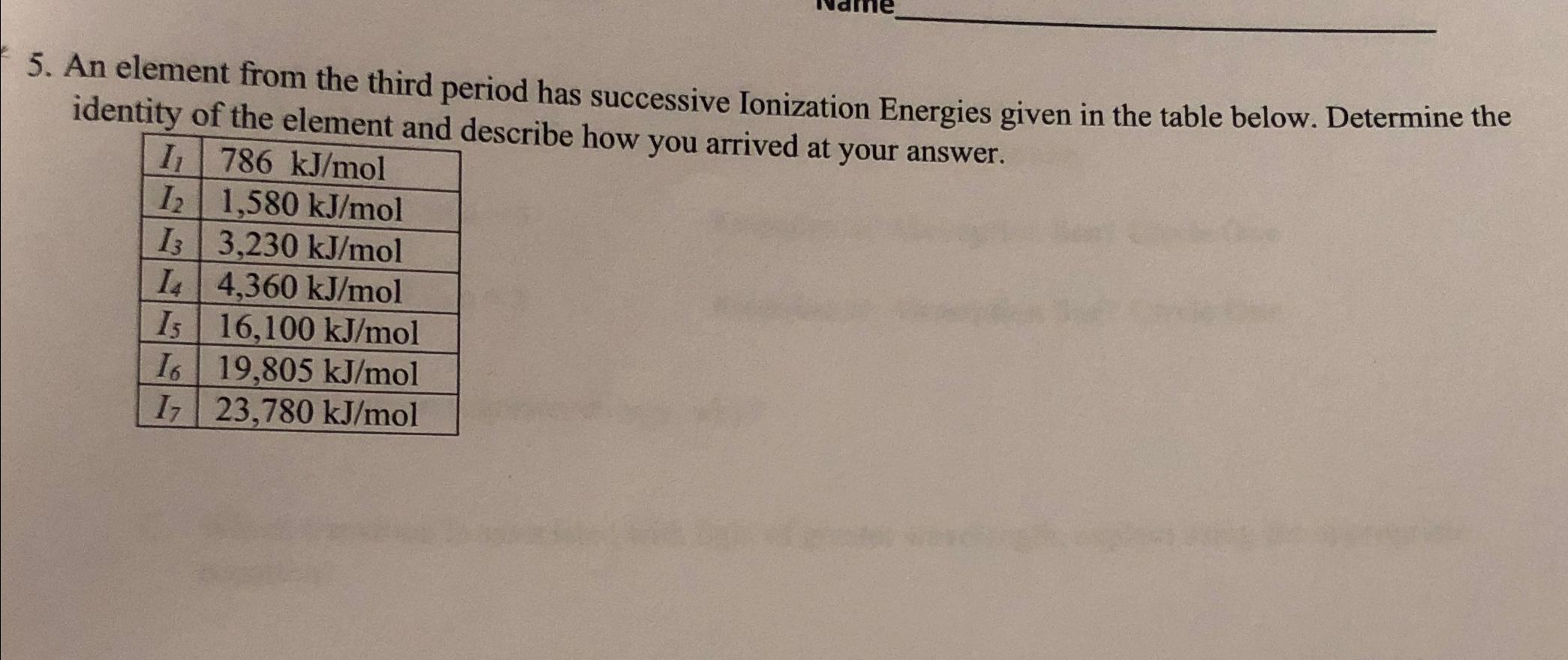 Solved An element from the third period has successive | Chegg.com