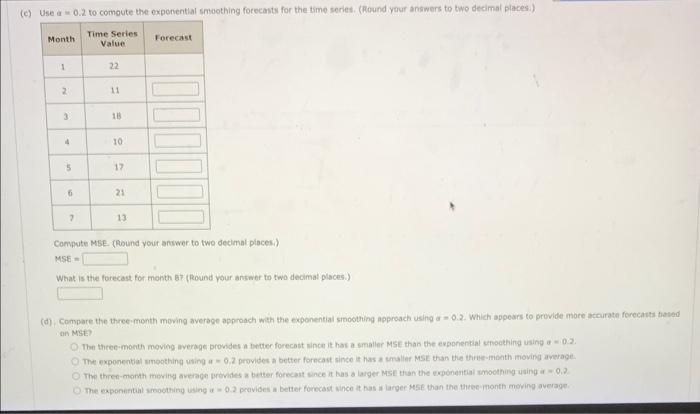 Solved Consider the following time series data (a) Construct | Chegg.com
