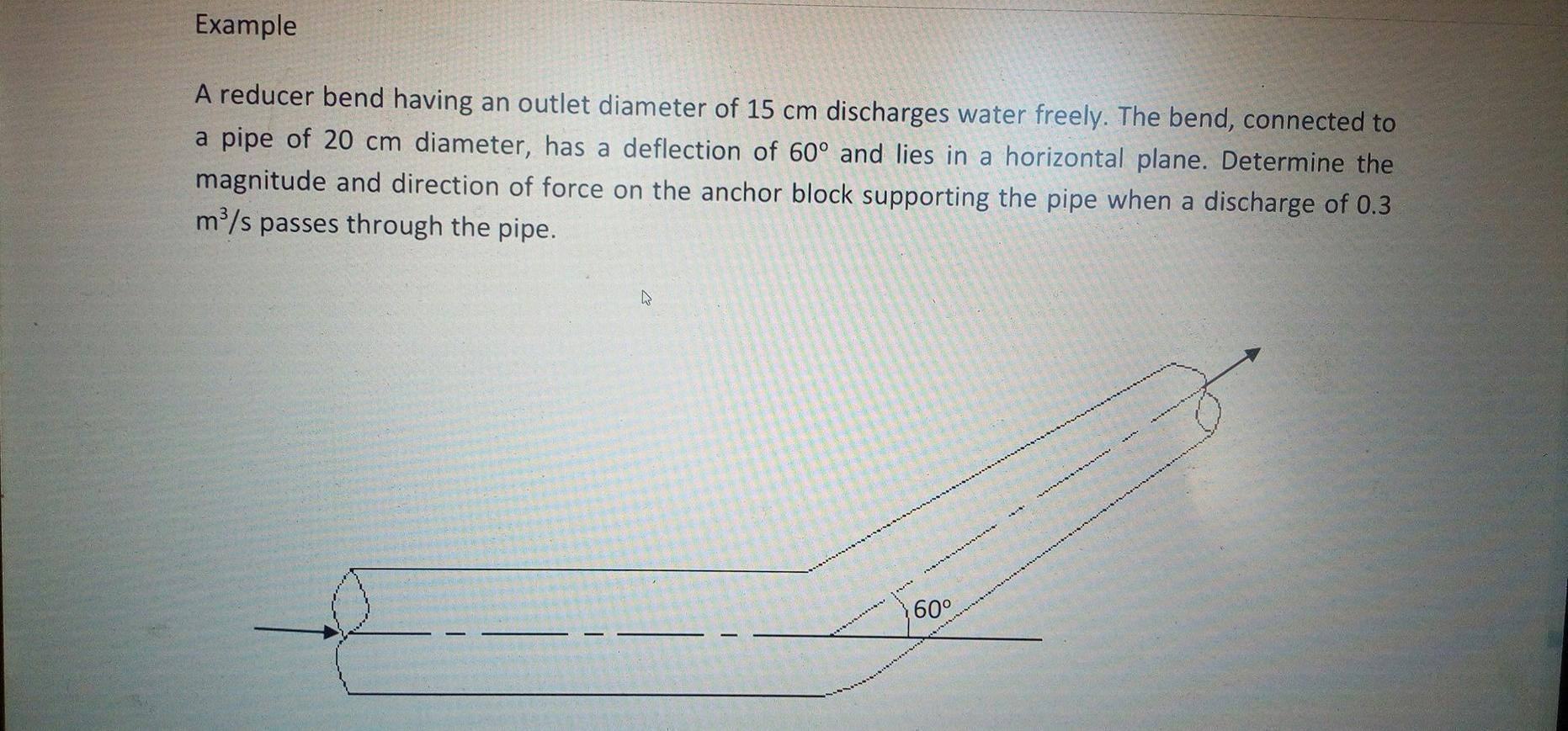 Solved Example A reducer bend having an outlet diameter of | Chegg.com