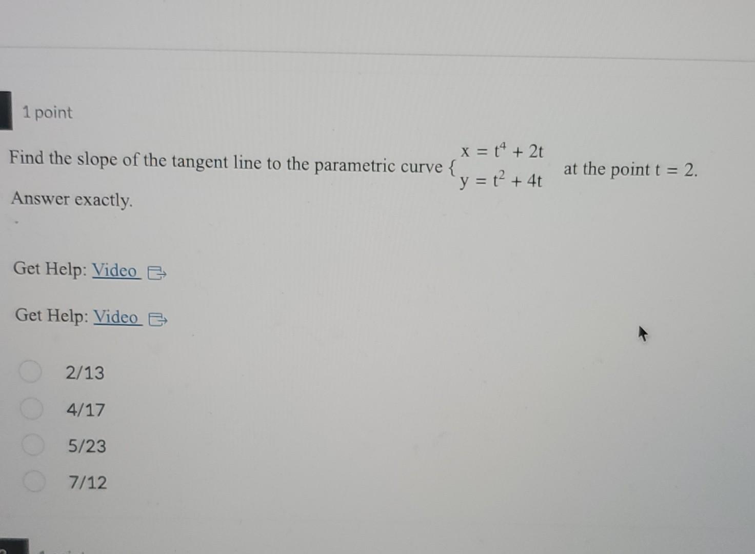 Solved Find the slope of the tangent line to the parametric | Chegg.com