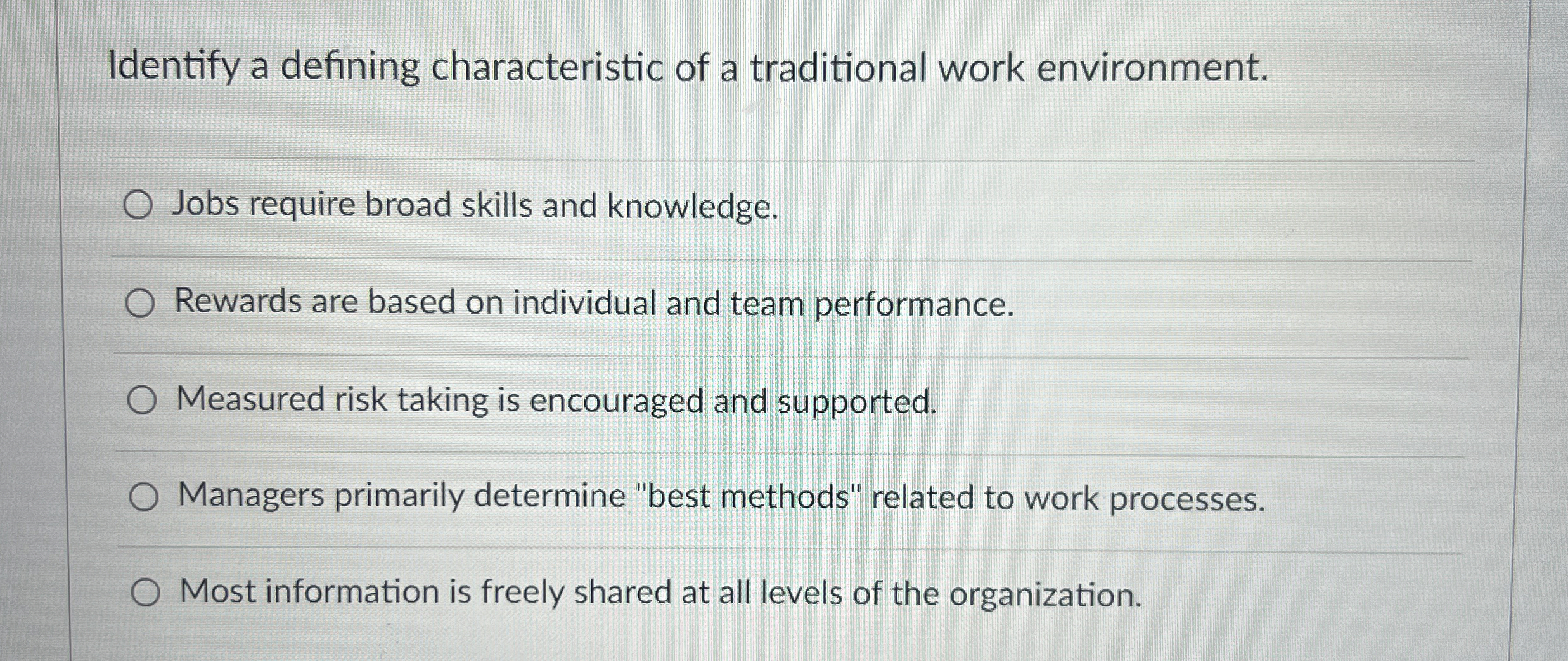 Solved Identify a defining characteristic of a traditional | Chegg.com