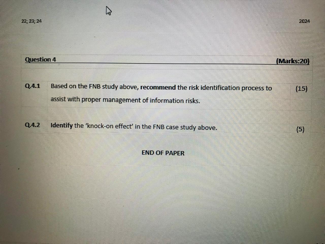 Solved Q.4.1 ﻿Based on the FNB study above, recommend the | Chegg.com