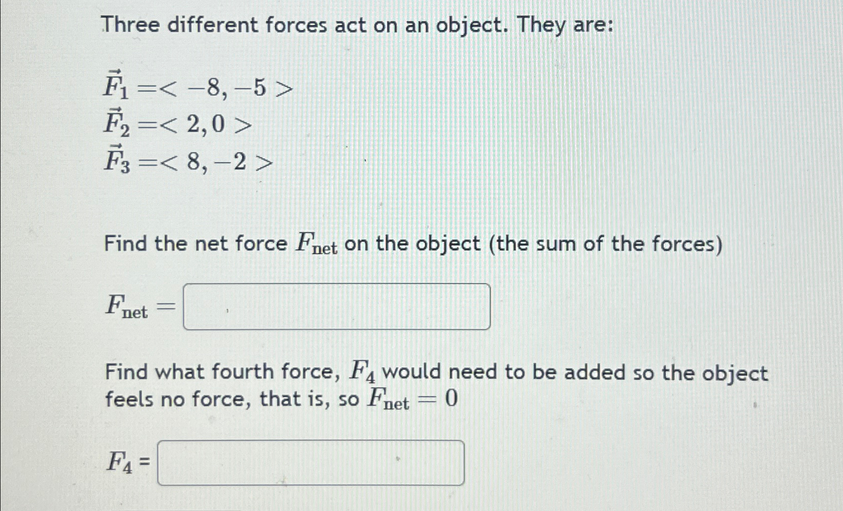 Solved Three different forces act on an object. They | Chegg.com