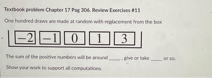 Solved Textbook problem Chapter 17 Pag 306. Review Exercises | Chegg.com
