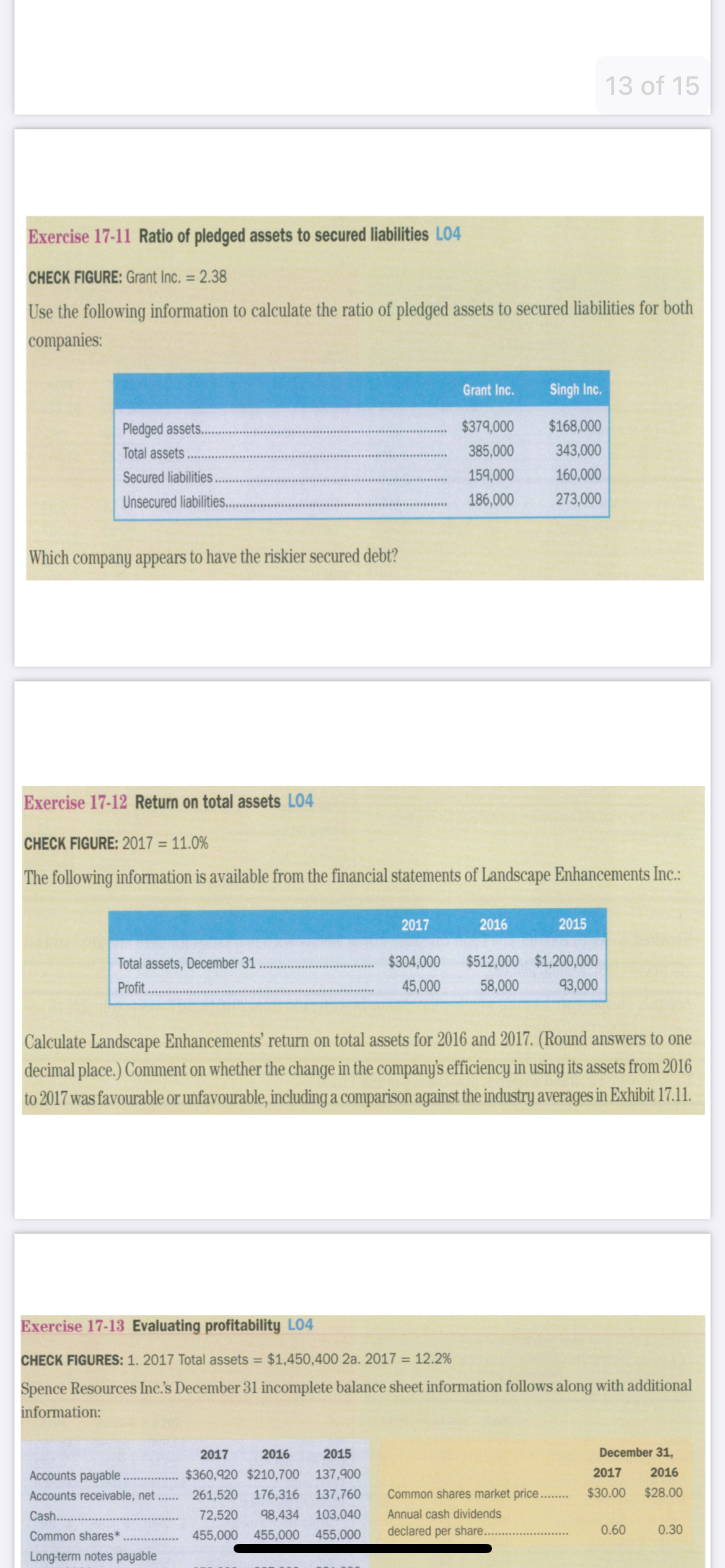 Solved 13 ﻿of 15Exercise 17-11 ﻿Ratio of pledged assets to | Chegg.com