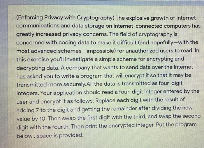Solved (Enforcing Privacy with Cryptography) The explosive | Chegg.com