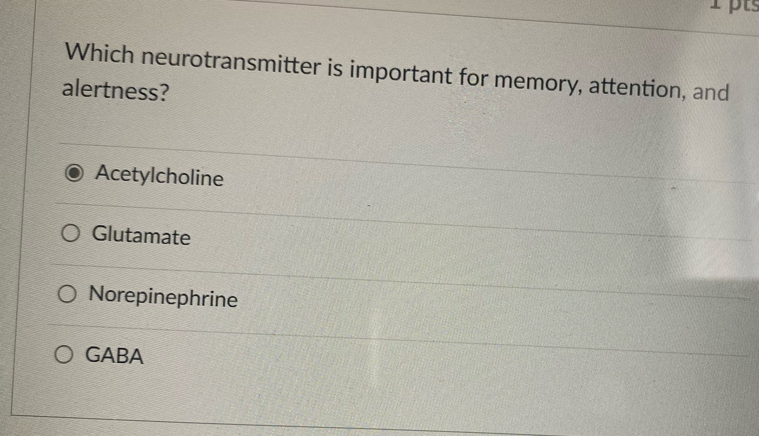 Solved Which neurotransmitter is important for memory, | Chegg.com