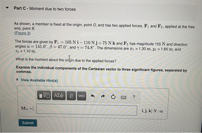 1 of 3Part A - Moment due to a force specified by | Chegg.com