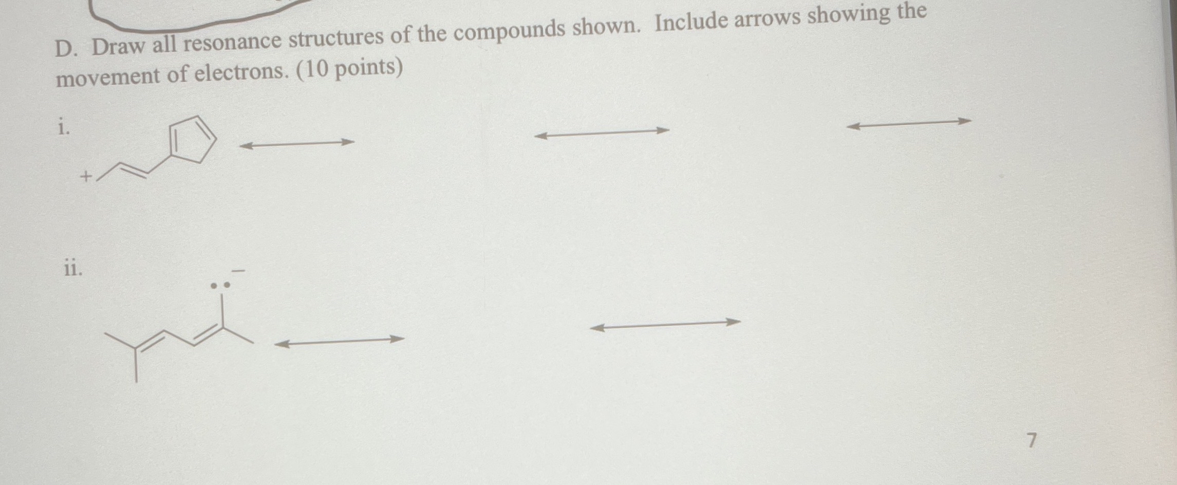 Solved D. ﻿Draw all resonance structures of the compounds | Chegg.com