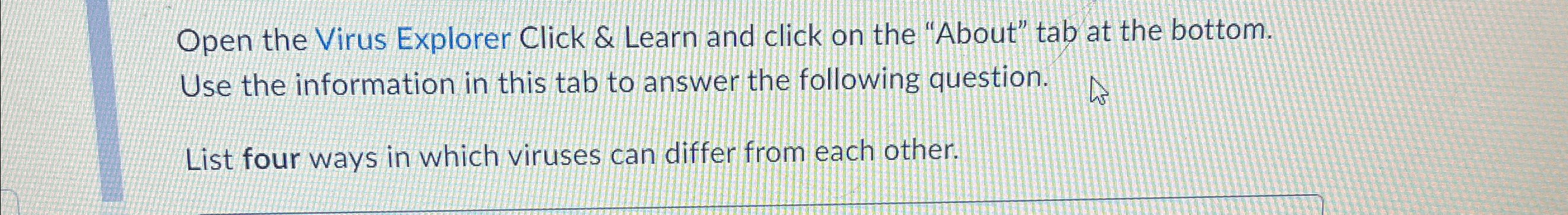 Solved Open the Virus Explorer Click & Learn and click on | Chegg.com