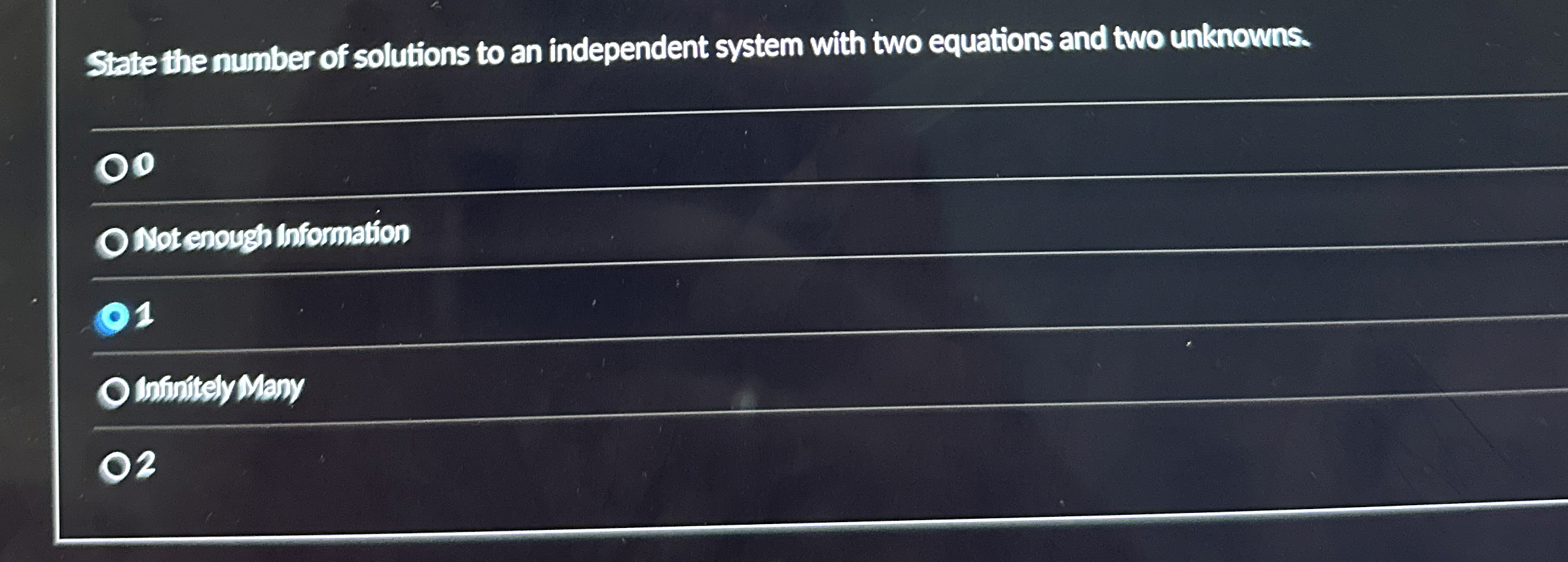 Solved State the number of solutions to an independent | Chegg.com