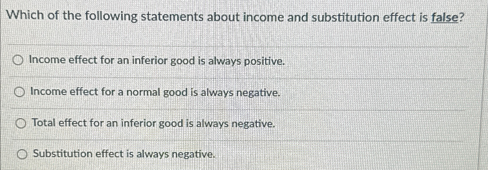Solved Which of the following statements about income and | Chegg.com