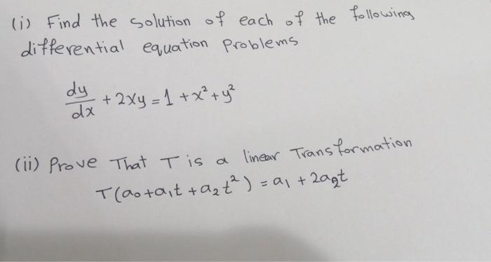 Solved (i) Find the solution of each of the following | Chegg.com