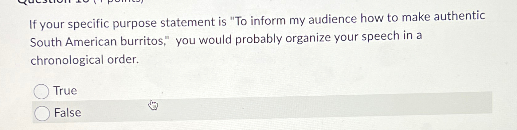 Solved If your specific purpose statement is "To inform my | Chegg.com