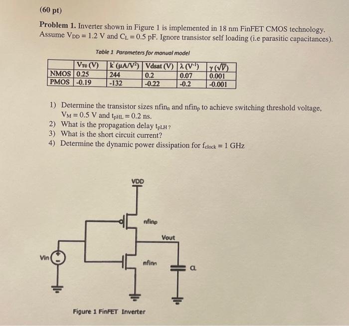 Solved Problem 1. Inverter shown in Figure 1 is implemented | Chegg.com