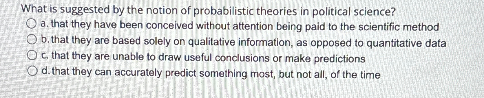 Solved What is suggested by the notion of probabilistic | Chegg.com