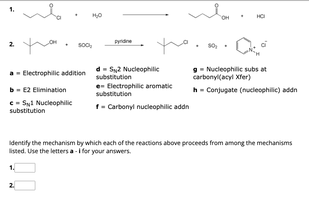 Solved a= ﻿Electrophilic additiond=SN2 | Chegg.com