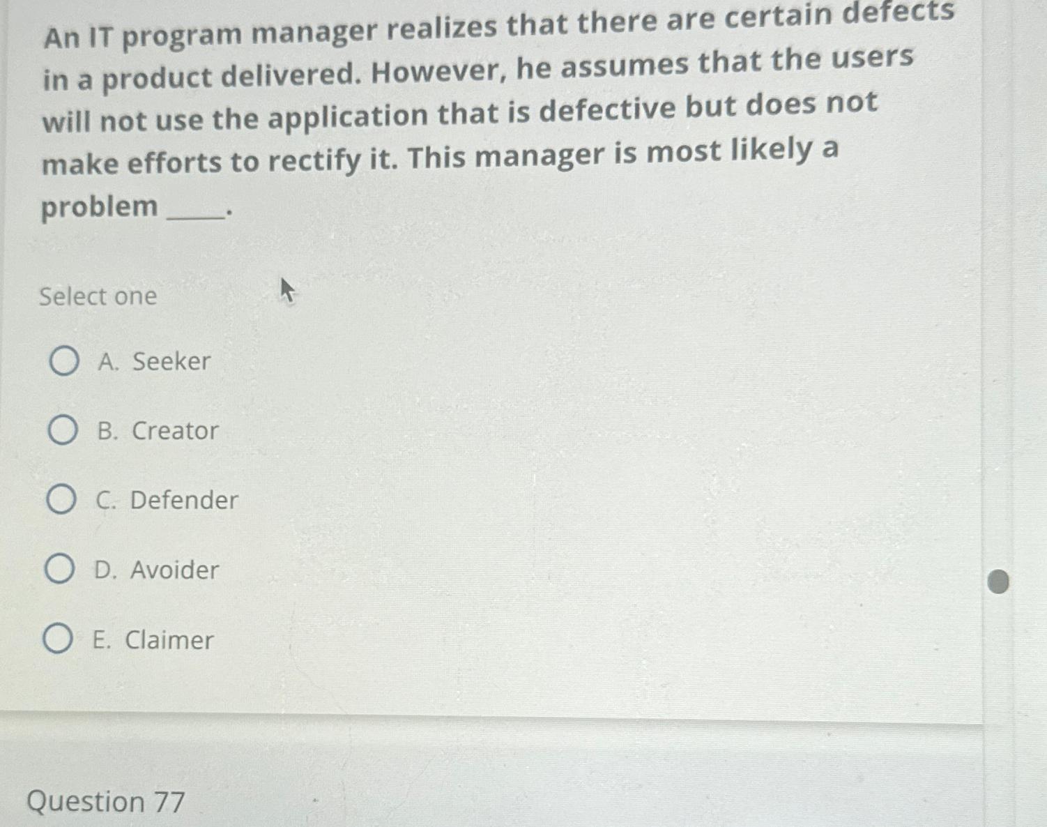 Solved An IT program manager realizes that there are certain | Chegg.com
