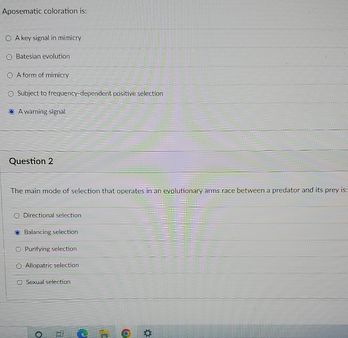 Solved Aposematic coloration is: O A key signal in mimicry O | Chegg.com