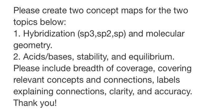 Solved Organic Chemistryconcept maps for 1. hybridization | Chegg.com