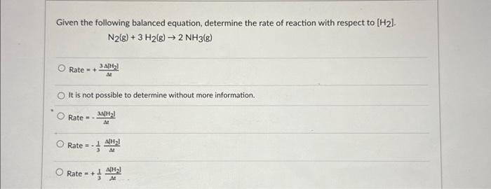 Solved Given the following balanced equation, determine the | Chegg.com
