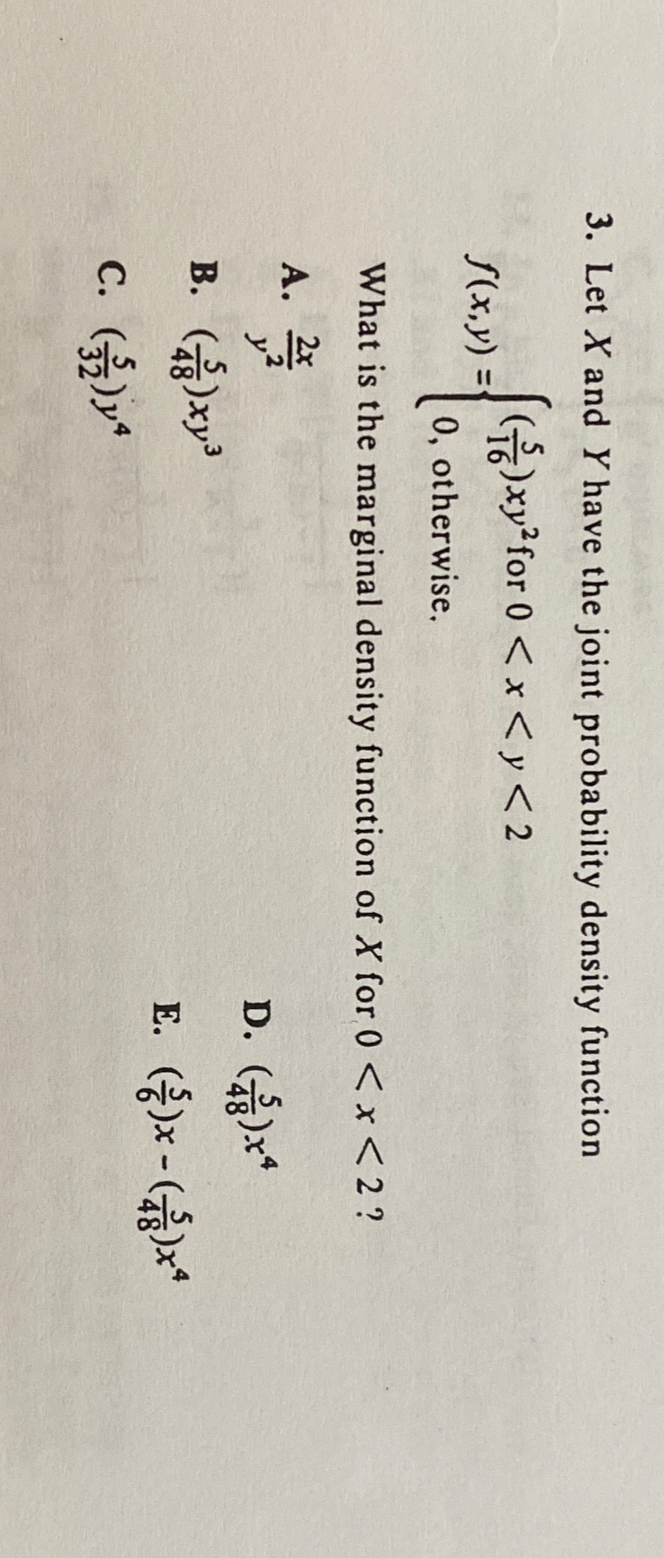 Solved Let x ﻿and Y ﻿have the joint probability density | Chegg.com